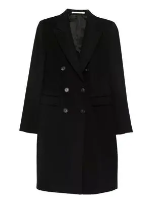 Tagliatore Double-breasted Peak-lapels Coat - Black