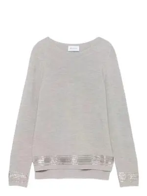 AROVESCIO Metallic-trim Side-slit Sweater - Grey