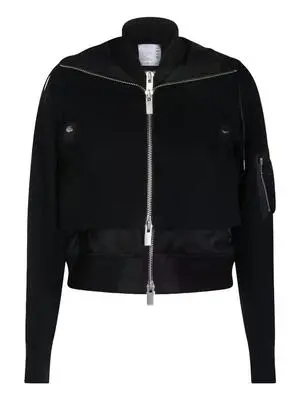 Sacai Layered-panel Hooded Jacket - Black