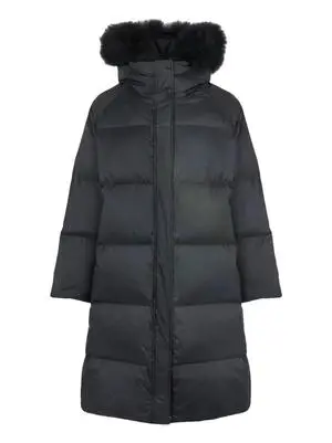 YVES SALOMON Lamb Wool-trim Down Jacket - Black