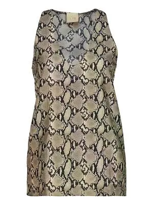 PAULA Snakeskin-print Silk Tank Top - Neutrals