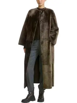 YVES SALOMON Reversible Shearling Coat - Brown