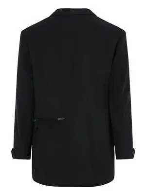 Yohji Yamamoto Wool Zip-detail Notch-lapel Jacket - Black
