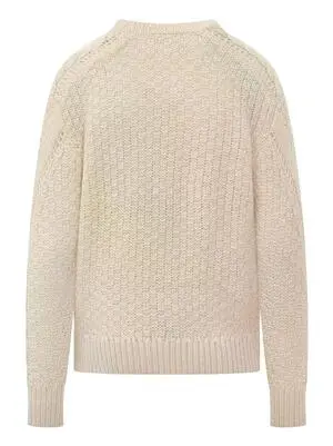 MARANT ETOILE Cable-knit Pointelle-trim Sweater - Neutrals