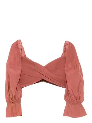 Zimmermann Pleated Puff-sleeve Top Red