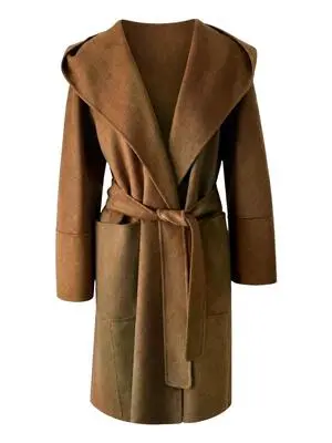 Max Mara Hooded Belted Coat - Brown