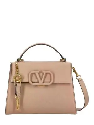 Valentino Garavani Vlogo Signature Leather Tote Bag - Neutrals
