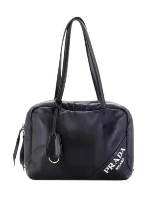 Prada Nappa Leather Padded Medium Handbag - Black