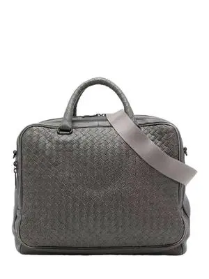 Bottega Veneta Grained Calfskin Intrecciato Business Bag - Grey