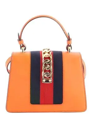 Gucci Sylvie Top Handle Leather Mini Satchel - Orange