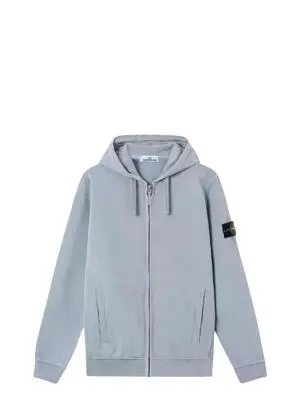 Stone Island 6100067 Brushed Organic-cotton Fleece Hooded Sweatshirt - Grey