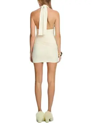 AXEL 113 AXEL 113 Coco Draped Halterneck Fitted Mini Dress Neutrals