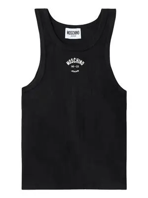 Moschino Logo-print Ribbed Top - Black