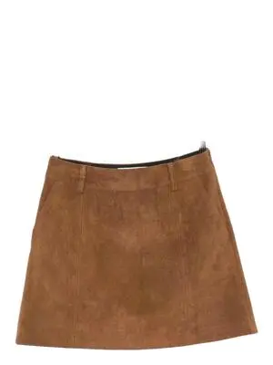 DUNST Suede-effect Panelled Mini Skirt - Brown