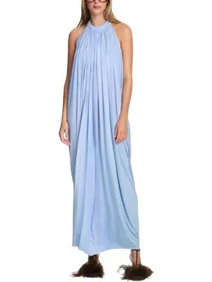 AXEL 113 Thea Knotted-back Halterneck Shift Maxi Dress - Blue