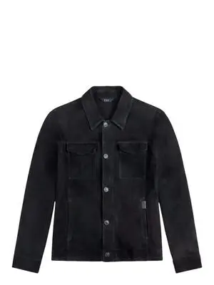FAY Suede-leather Shirt Jacket - Black