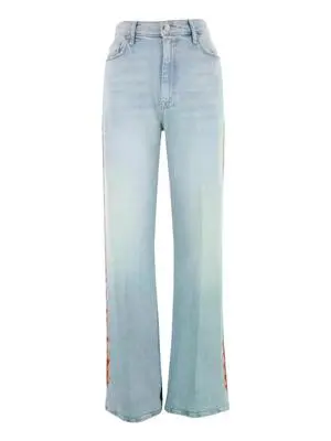 MOTHER The Saloon Sneak Flame-print Jeans - Blue