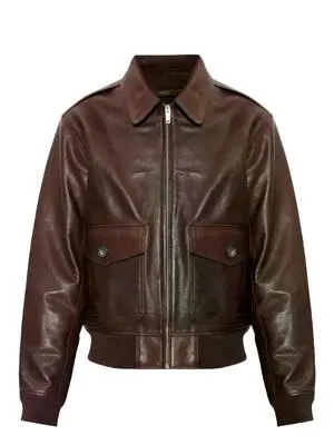 A.p.c. Gael Leather Jacket - Brown