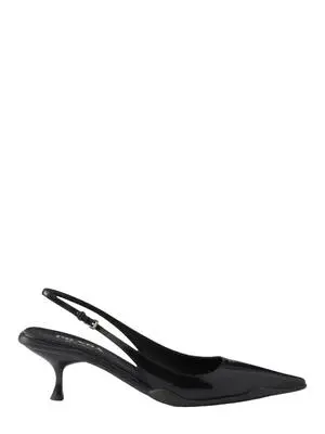Prada Brushed Leather Slingback Pumps - Black