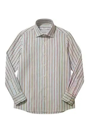 BORRIELLO NAPOLI Striped Linen Shirt - Brown