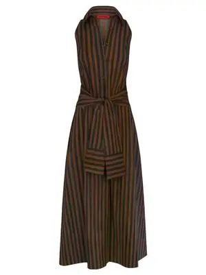 SIMONMILLER Striped Poplin Maxi Dress - Brown