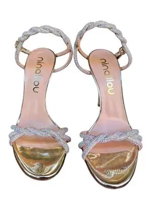 NINALILOU Embellished Braided Sandals - Silver