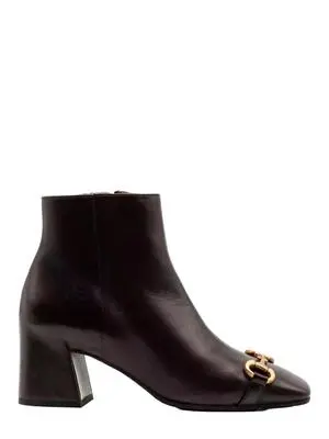 MARA BINI Leather Ankle Boots - Brown