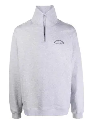 Maison Labiche Placide Logo-embroidered Quarter-zip Sweater - Grey
