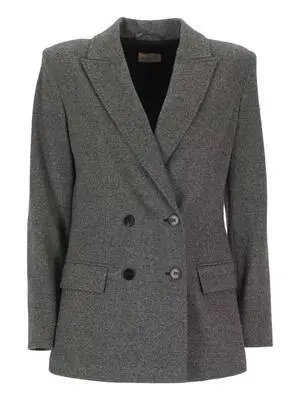 Marella Double-breasted Peak-lapels Blazer - Grey