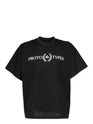 PROTOTYPES Laurel-print Crew-neck T-shirt - Black
