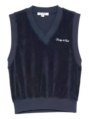 SPORTY & RICH Filippa Logo-embroidered Terry-cloth Vest - Blue