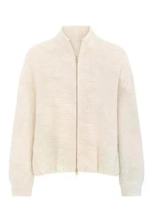 Herno Ribbed-knit Sequin-embellished Bomber Jacket - Neutrals