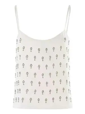 NENETTE Embellished Spaghetti-strap Top - Neutrals