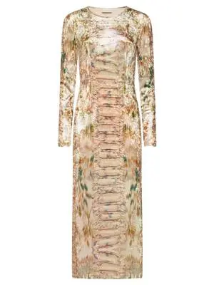 PIERRE-LOUIS MASCIA Ranat Abstract-print Maxi Dress - Neutrals