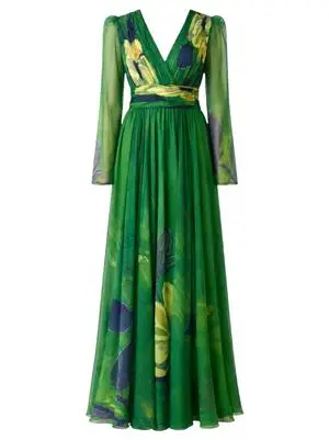 Charo Ruiz Ibiza Floral-print Pleated Maxi Dress - Green