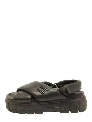 MIU MIU Miu Miu Logo Platform Slingback Sandals