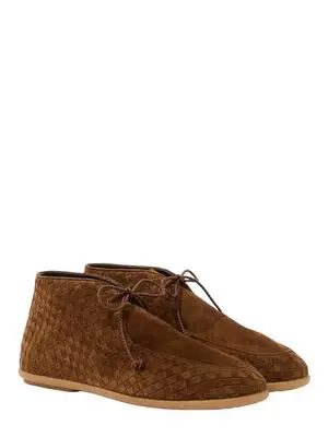 Bottega Veneta Intrecciato Suede Desert Boots - Brown