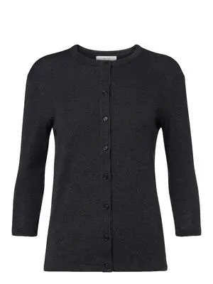 THE ROW Alena Cotton, Cashmere, And Silk Cardigan - Grey