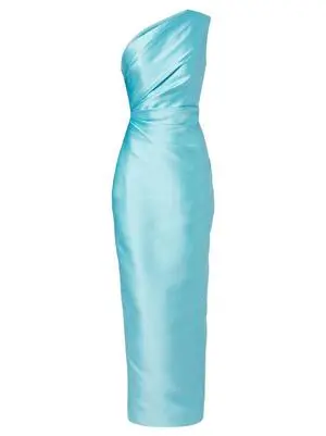 Solace London Kira One-shoulder Satin Gown - Blue