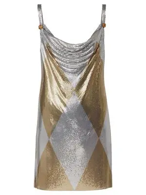 Versace Medusa Draped Chainmail Minidress - Silver