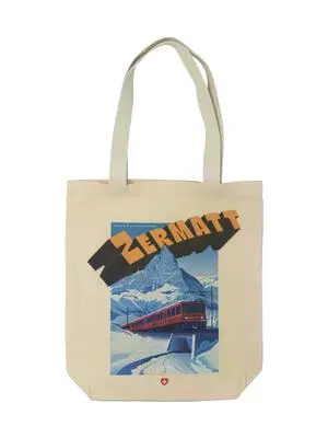 VIETTI MERCHANDISE Zermatt Train-print Tote Bag - Neutrals