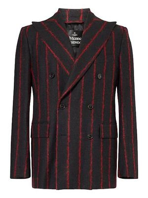 VIVIENNE WESTWOOD Captain Striped Wool Blazer - Charcoal/red