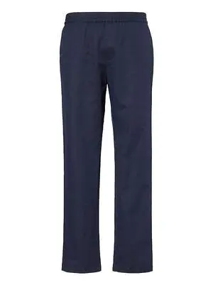 Sunspel Cotton-linen Drawstring Trousers - Navy
