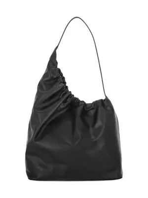 AESTHER EKME Demi Lune Cloud Ruched Leather Shoulder Bag - Black