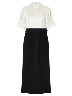 Simkhai Alvera Belted Twill Midi Dress - Neutrals