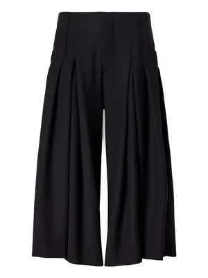 LIBEROWE Pleated Wool-fresco Culotte Shorts - Black