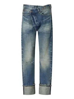 R13 Cuffed Crossover Jean X Straight-leg Jeans - Blue