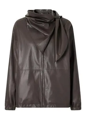 Loewe Scarf-detailed Leather Jacket - Brown