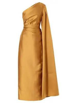 Solace London Veya One-shoulder Twill Gown - Metallic