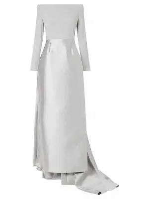 Solace London Winslow Off-the-shoulder Crepe Gown - Silver